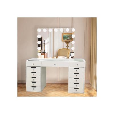 China Touch Screen Metal Frame 15 Bulbs Make Up Makeup Mirror With Lights Led Vanity Mirror for sale