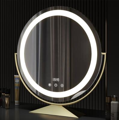 China Modern Silver LED Makeup Mirror with Smart Touch Buttons for Bathroom and Vanity for sale