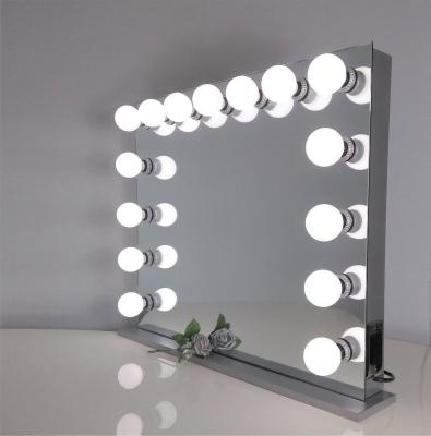 China Modern 91*76CM Lighted Makeup Mirror with 15 Dimmable LED Lights and Stainless Steel Frame for sale