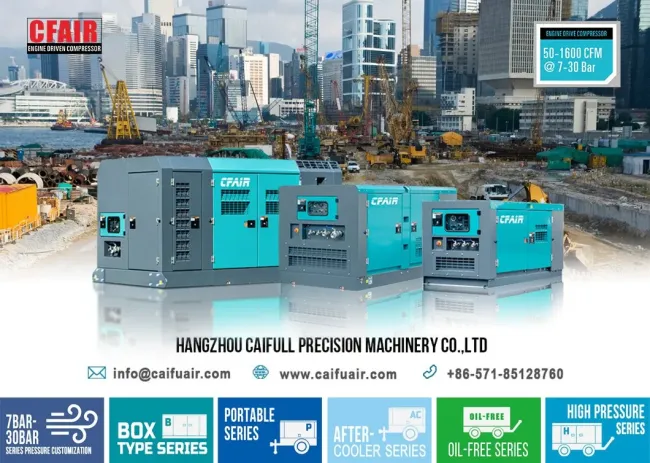 400cfm High Quality Portable Diesel Air Compressor for Construction Site Use