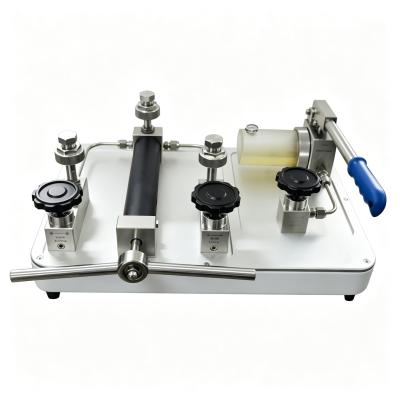 China Benchtop Manual Hydraulic Pressure Source Hand Operated Hydraulic Calibration Pump Liquid Pressure Device Fluid-power Tester for sale