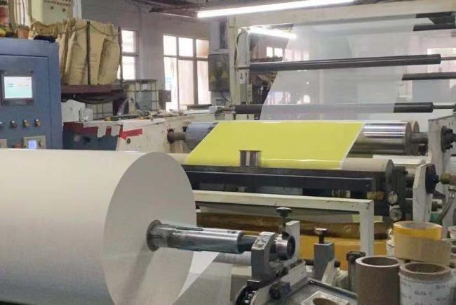 Production line for adhesive tapes