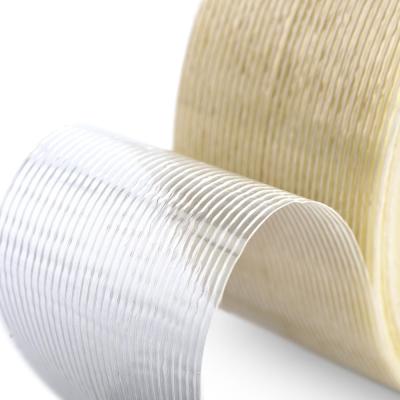 Cina Alta resistenza alla trazione 400N/pollice Nastro adesivo a filamento di vetro con adesione a pelli da 11N/pollice e spessore di 150mic in vendita