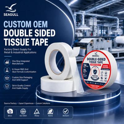 China High Tack Acrylic Adhesive Double Sided Tissue Paper Tape Roll For Laminating for sale