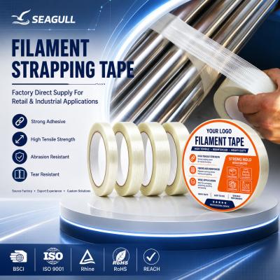 China Heavy Duty Filament Tape Fiberglass Reinforced Strapping Tape For Carton Packaging for sale