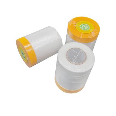 China Pre Taped Masking Film Floor Paint Shield Moving Protective Car Plastic Protective Film For Carpets for sale