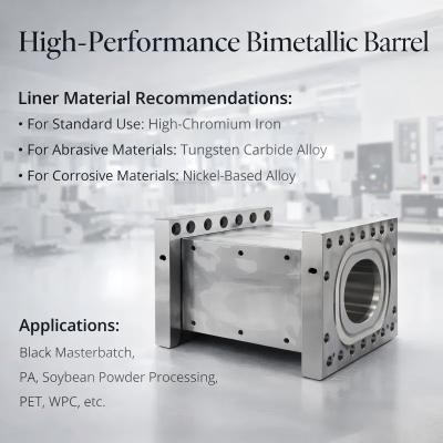 China Nickel Alloy Twin Screw Extruder Barrel with Wear and Corrosion Resistance for High Performance for sale
