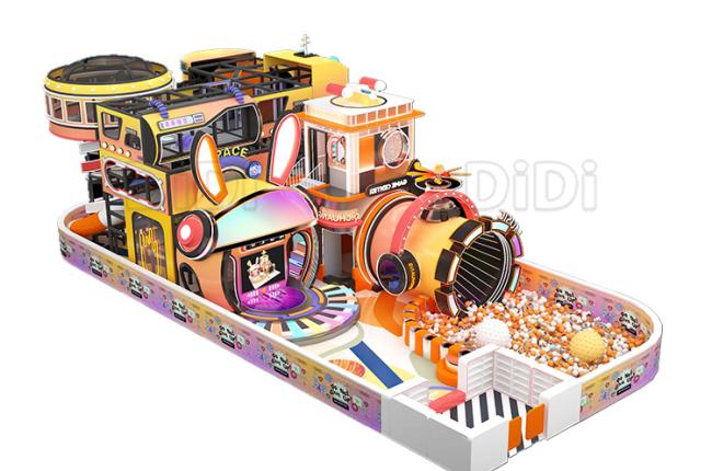 Close-up of custom macaron theme play structure