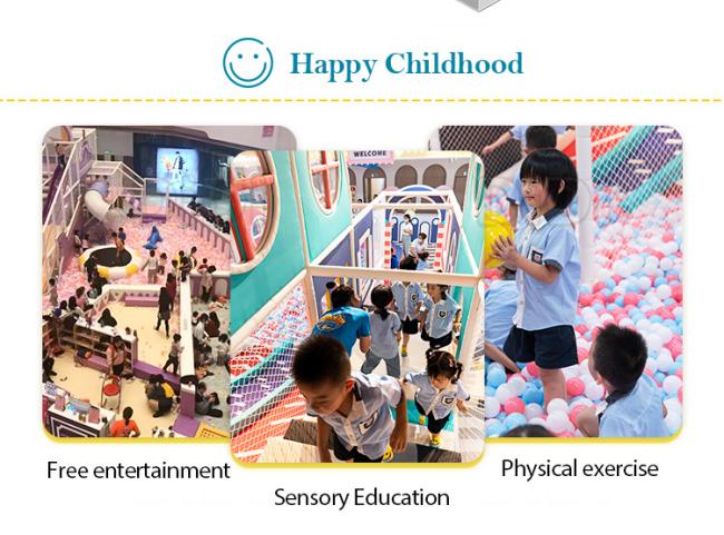 Children playing on macaron theme equipment