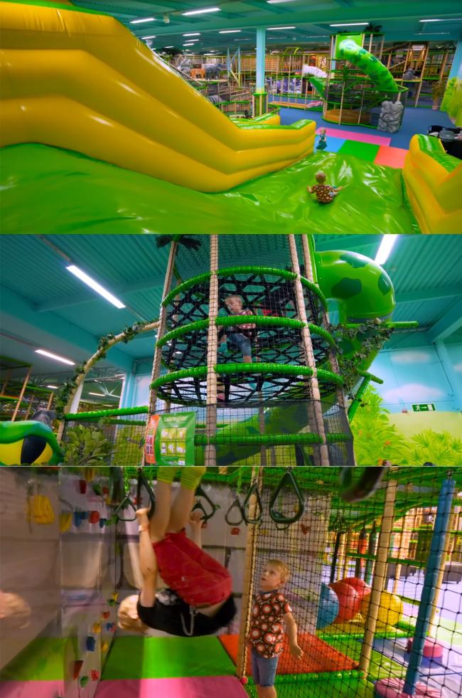 Ocean themed indoor playground equipment showing colorful play structures