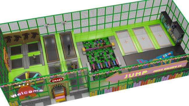 Ocean themed indoor playground equipment showing colorful play structures