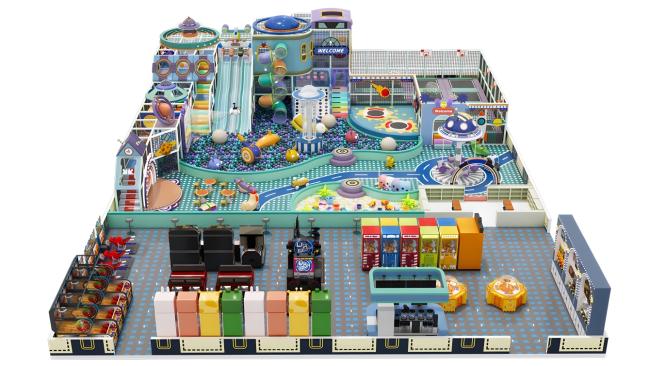 Children playing in the ocean themed ball pool area