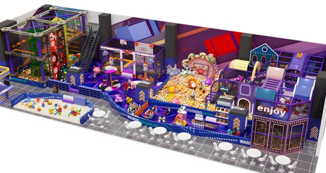 Children playing in the interactive space-themed playground