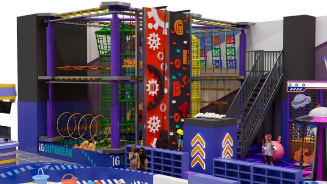 Close-up of playground equipment showing safety features