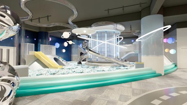 Close-up of interactive elements in playground
