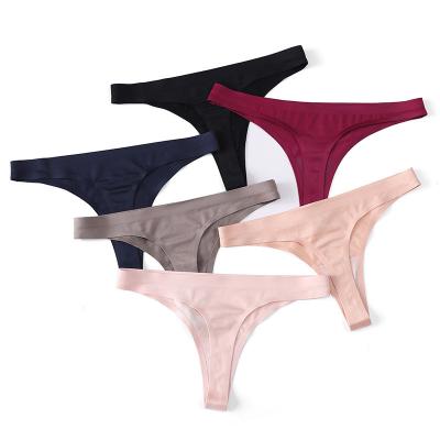 Cina Ice Silk String T Back Panties Women Mid-Rise Anti-Bacterial And Anti-Staticplain Thong in vendita