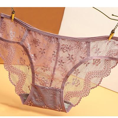 Cina High Quality Sexy Women Comfortable Underwear Ice Silk Low-Rise Lace Hollow Out Pant in vendita