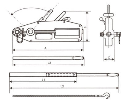 Cable Pulling Tools Hand Wire Rope Winch Wire Rope Tirfor 3.2 Ton