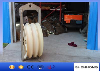China Nylon Large Diameter Rope Pulley Stringing Block / Cable Pulling Pulley Steel Frame for sale