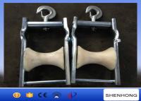 China Nylon Cable Pulling Pulley Aerial Cable Stringing Roller With Hook 5kN Rated Load for sale