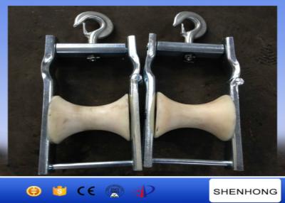 China Nylon Cable Pulling Pulley Aerial Cable Stringing Roller With Hook 5kN Rated Load for sale