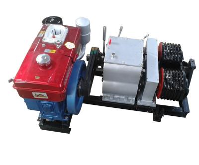 China 50KN Cable Winch Double Capstan 5 Ton Cable Pulling Winch With Diesel Engine for sale