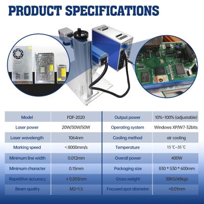 China Stainless Steel Fiber Laser Marking Machine Raycus Max JPT Rotary Axis 20W-100W for sale