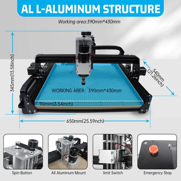 Quality 4540 Router CNC Engraving Machine 500W Spindle 11000rpm 3 Axis for sale