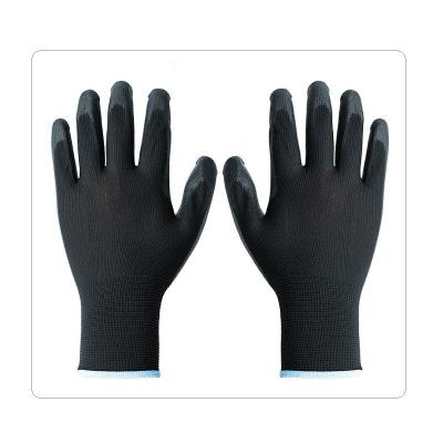 Cina 13 guanti ricoprenti del lavoro della palma dell'unità di elaborazione di Knit With del meccanico del poliestere del nero del calibro in vendita