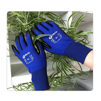 China 13 breit de maat Blauwe Polyester Bouw en de Automobielhandschoenen van het Handnitril Te koop