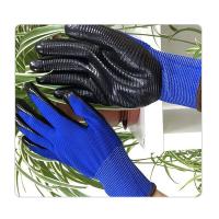 China Seamless Blue Polyester Knit Black Nitrile Gloves for sale
