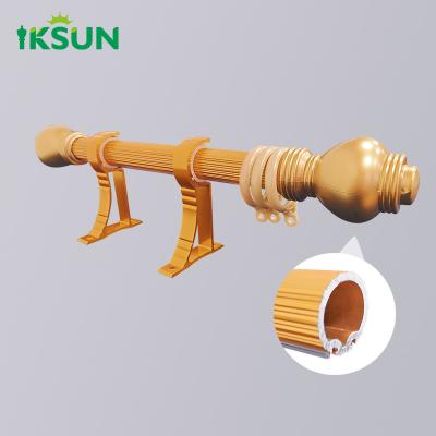 Cina Curtain Roman rod thickened aluminum alloy curtain track Nordic simple mute perforated bracket side mounted single rod in vendita