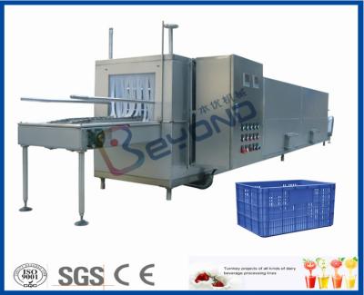 China Juice Bottle Plastic Crate Washing Machine , Stainless Steel Crate Washer Machine for sale