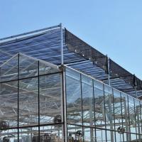 China 8m 9.6m 12m Span Width Multispan Greenhouse With Hydroponic System And Glass Structure for sale