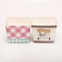 China Compostable Bakery Packaging Box Foldable Square Paper Cake Cup With Logo for sale
