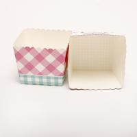 China Compostable Bakery Packaging Box Foldable Square Paper Cake Cup With Logo for sale