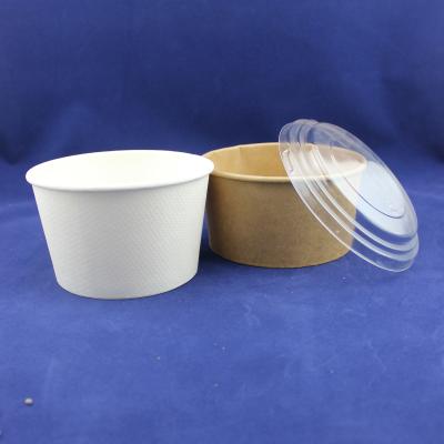 Cina ciotola per insalata in carta artigianale usa e getta con tazza di carta stampata e coperchio per animali domestici in vendita