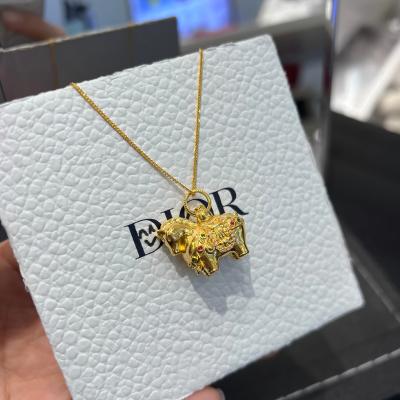 China Good price New product Natural Gemstone Minimal Zodiac Necklace Charm Horse Shaped 18K Gold Pendant for sale