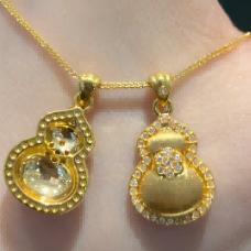 China China manufacturer Nature Inspired Design Refined Elegant 18k Gold Pendant Accessory With Point Drill Drawn Wire Gourd for sale