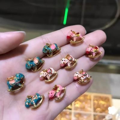 China Modern Latest custom-made Top Quality 18K Gold Pendant Painted Finish Rocking Horse Authentic 18K Gold Pendant for sale