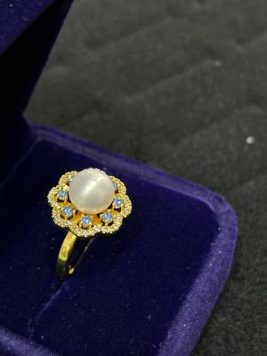 China Factory direct price  Delicate Birthday Present 925 Silver Natural Freshwater Pearl Ring Round Freshwater Pearl Ring for sale
