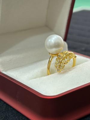 China Factory Direct China wholesale 925 silver pearl ring Golden color high end luxury natural freshwater pearl ring for sale