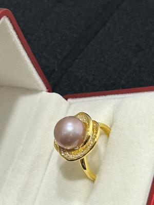 China Elegant 925 Silver Natural Freshwater Pearl Ring with 10-12mm Round Pearls for Classic and Modern Styles for sale