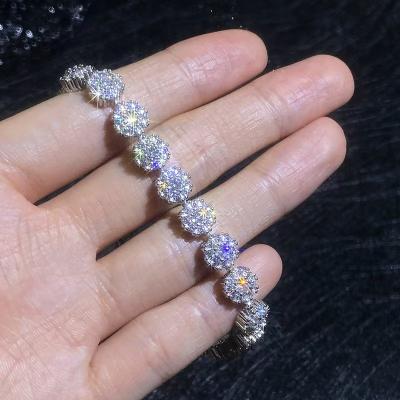 China High quality wholesale Shiny 925 Silver Moissanite Bracelet Sterling Silver Moissanite Bracelet for sale