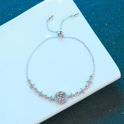 China Quality Choice Slide Chain Moissanite Bracelet Extendable 925 Silver Bracelet Moissanite Bead Adjustable Bracelet for sale