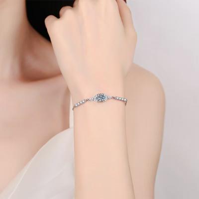 China Professional New 925 Silver Moissanite Link Bracelet Sparkling Moissanite Silver Bracelet Moissanite Chain Bracelet for sale