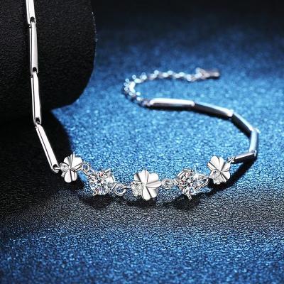 China Fast delivery 925 Silver Moissanite Curb Chain Moissanite Cable Chain Bracelet Fine Silver Moissanite Bracelet for sale