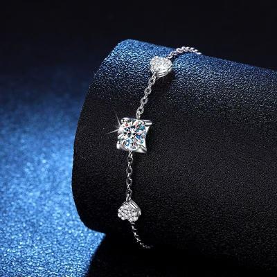 China Factory hot sales Sterling Silver Moissanite Solid 925 Silver Bracelet Premium Moissanite Silver Bracelet for sale