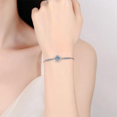 China Competitive price in stock Hypoallergenic 925 silver Moissanite bracelet OEM adjustable 925 silver Moissanite bracelet for sale