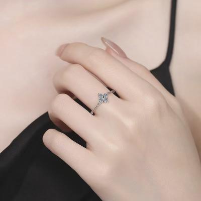 China Professional manufacturer Oem Moissanite Ring Sterling Silver Anti Tarnish 925 Sterling Silver Adjustable Moissanite Ring for sale